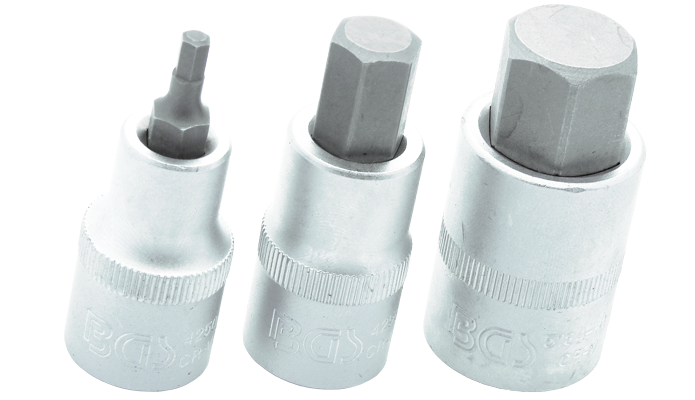 Innen Sechskant Steck Nuss 17, 19, 22 x 55 mm Inbus Schrauben Schlüssel ...